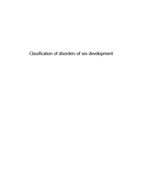 Solution Classification Of Disorders Of Sex Development Studypool