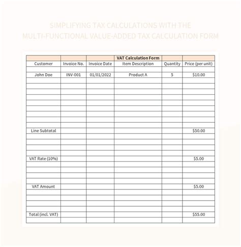 Free Value Added Tax Calculations Templates For Google Sheets And Microsoft Excel Slidesdocs
