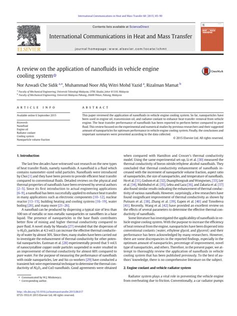 A Review On The Application Of Nanofluids In Vehicle Engine Cooling