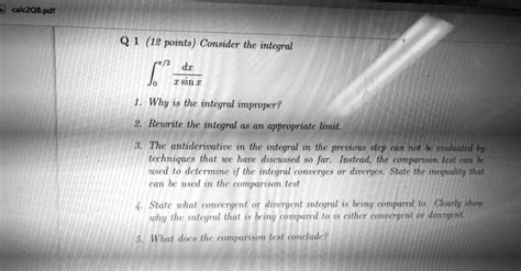 solved 12 points consider the integral esi i why the integral