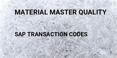 Material Master Quality Tcode In SAP Transaction Codes List
