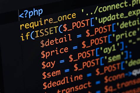 Development Of Actual Php Code On Screen Abstract Programming Workflow