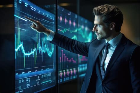 Premium Ai Image Businessman Pointing Screen Trading Data Analysis