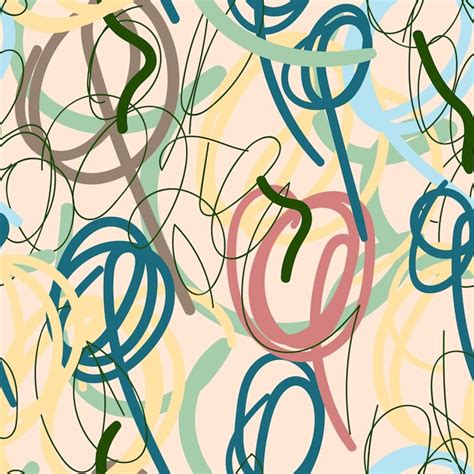 Premium Vector Modern Hand Draw Colorful Abstract Seamless Pattern With Doodle Geometrical