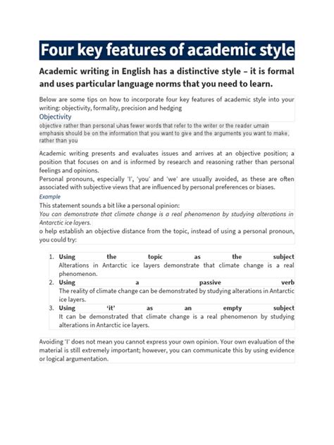 Academic Writing In English Has A Distinctive Style Pdf Essays Narration