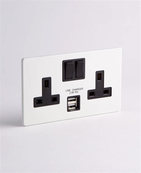 White Double Plug Socket Usb Gang White