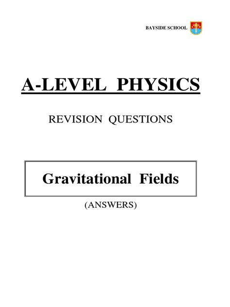 7 2 Gravitational Fields Revision Questions Answers Pdf Force Mass