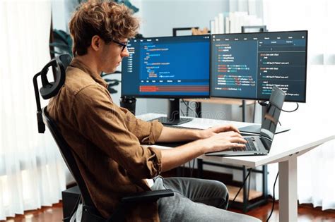 It Developer With Stressful Overworked In Creating Online Software Code Gusher Stock Image