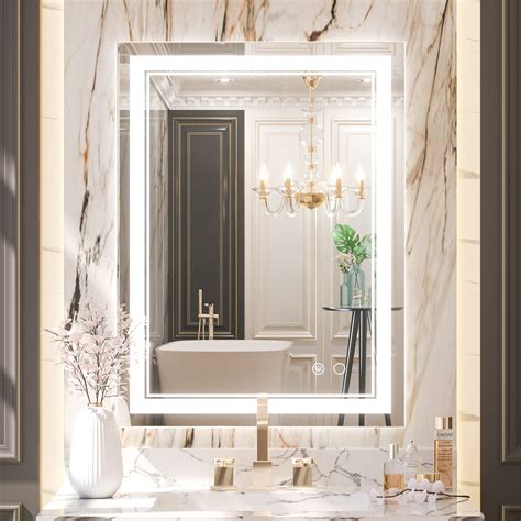 Keonjinn Led Bathroom Mirror 32 X 24 Inch Front Lighted Bathroom