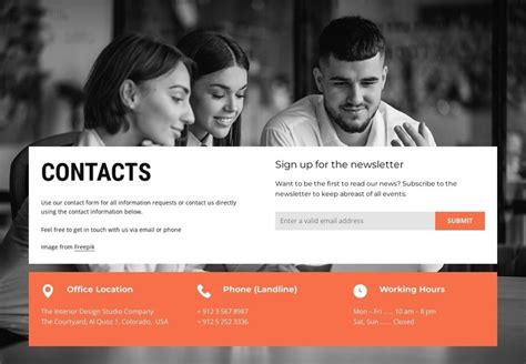 Contacts With Subscribe Form Elementor Template Alternative