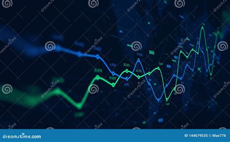 Digital Analytics Concept Data Visualization Financial Schedule Monitor Screen In Perspective