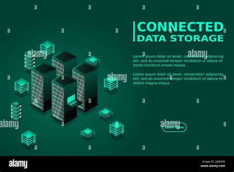 Mainframe Powered Server High Technology Concept Data Center Cloud Data Storage Isometric