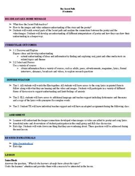 The Secret Path Lesson Plan By Makenna Gordon Teachers Pay Teachers