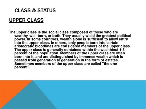 Representation Of Class And Status