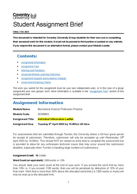 University Assignment Brief Template V13 100723 Sls Leaflet Final