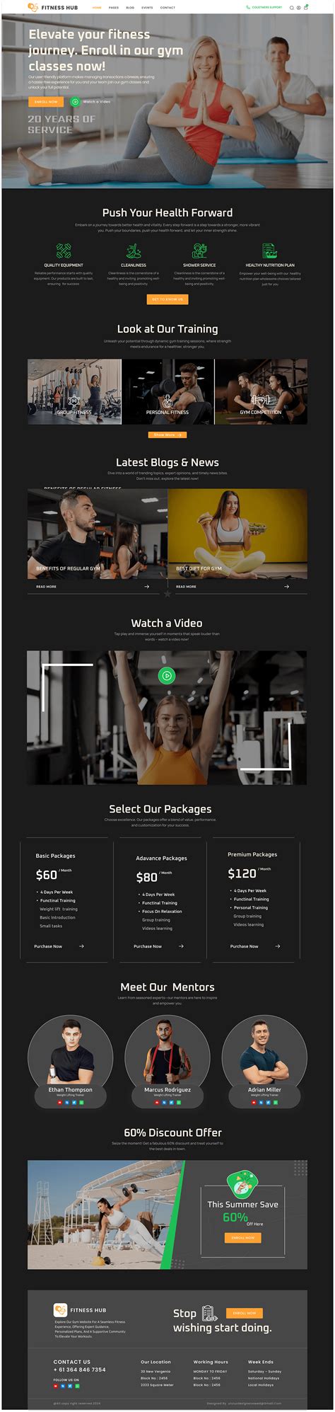 gym website landing page uiux design behance