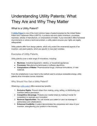 PPT Understanding Utility Patents What They Are And Why They Matter PowerPoint Presentation