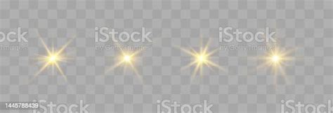 글로우 조명 효과 밝은 별 벡터 투명 별빛 특수 플래시 조명 효과 별 또는 스포트라이트 빔 밝은 플래시 투명한 배경에 격리된