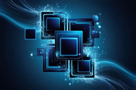 Abstract Technology Futuristic Digital Concept Square Pattern With Lighting Glowing Particles