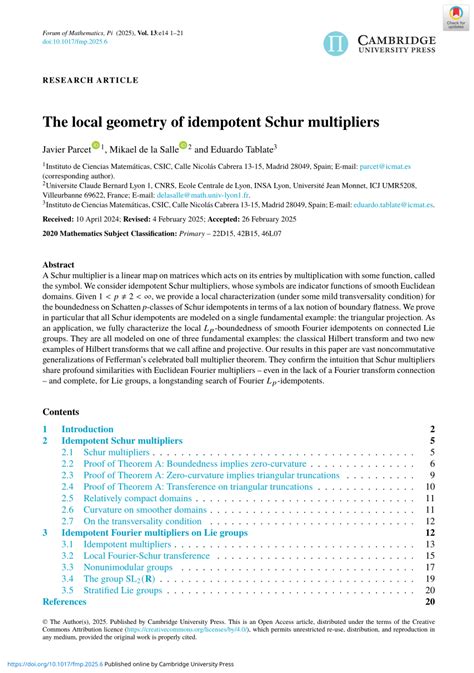 pdf the local geometry of idempotent schur multipliers