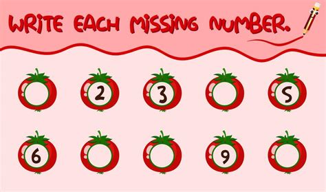 Write Each Missing Number Worksheet Vector Art At Vecteezy