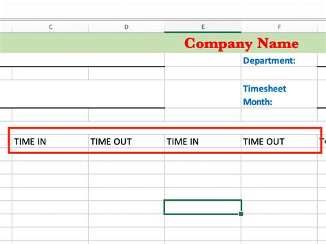 Excel Flexi Timesheet Template