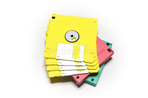 Old Colored Computer Floppy Disks On White Background Stock Image Image Of Outdated Digital