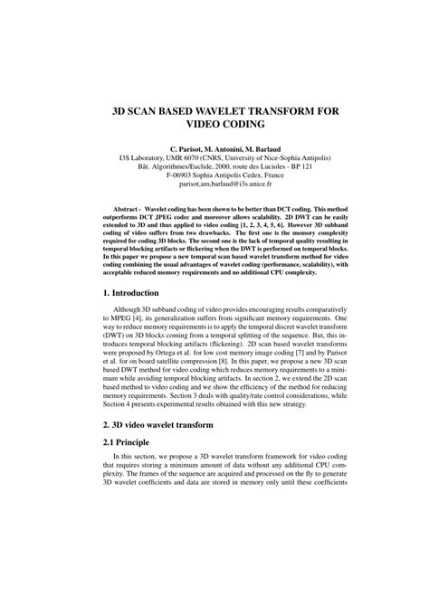 Pdf 3d Scan Based Wavelet Transform For Video Coding