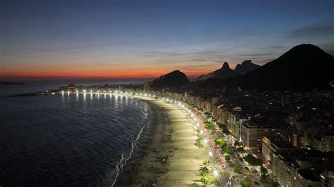 Sunset Skyline At Copacabana Beach In Rio De Stock Footage Sbv