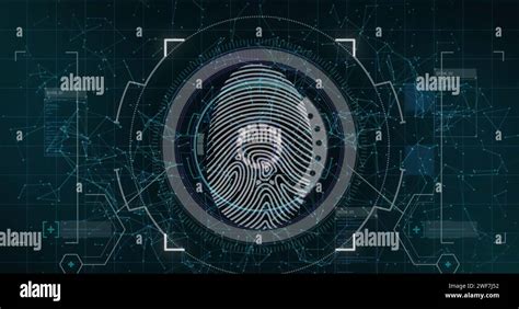Image Of Biometric Fingerprint Scope Scanning And Data Processing Over