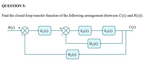 Solved Find The Closed Loop Transfer Function Of The Chegg