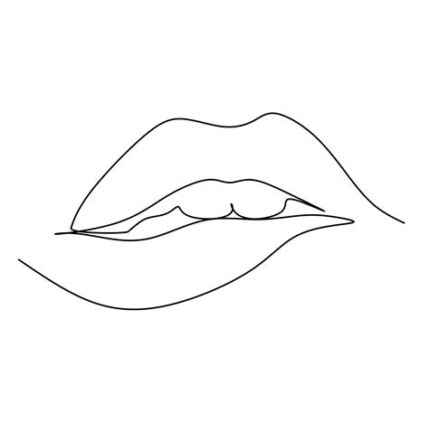 Continuous One Line Drawing Of Sexy Woman S Lips Vector Illustration Modern Single Line Draw