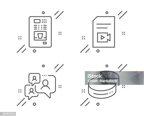 비디오 파일 커피 자동 판매기 및 지원 채팅 아이콘 세트 원형 차트 기호입니다 벡터 고급에 대한 스톡 벡터 아트 및 기타 이미지