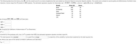 solved a compute sst ssr and sse to 3 decimals sst