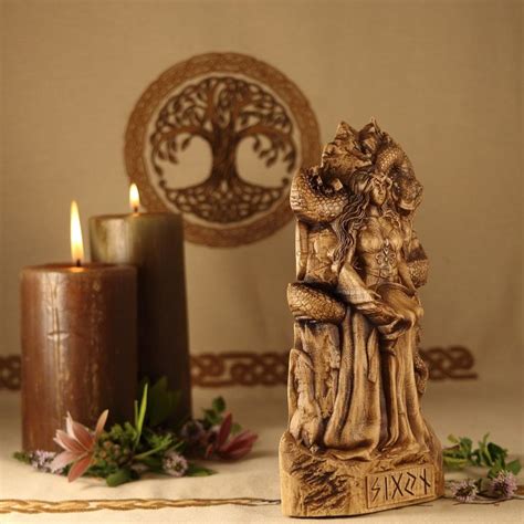 Sigyn Pagan Goddess Statue Altar Wood Carving Wood Sculptura Etsy
