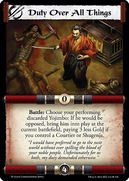 Duty Over All Things Card L5r Legend Of The Five Rings Wiki Fandom