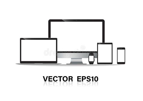 Set Of Computer Monitor Laptop Tablet Mobile Phones Smart Phone Illustration Stock
