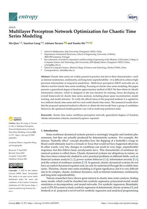 Pdf Multilayer Perceptron Network Optimization For Chaotic Time