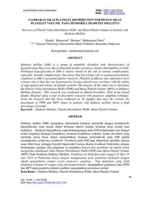 26xgambaran Nilai Platelet Distribution Width Dan Mean Pdf