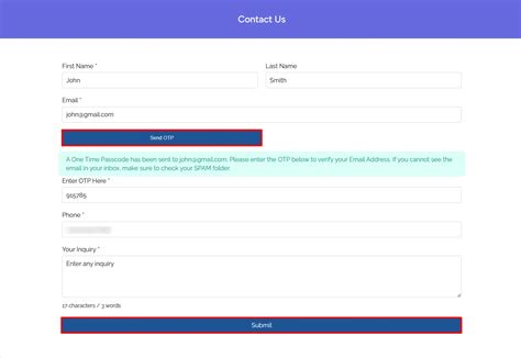 Otp Verification For Ws Form Contact Form On Wordpress