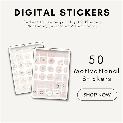 Digital Stickers Aesthetic Motivational Digital Stickers Perfect For