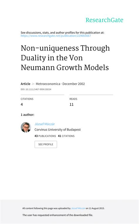 Pdf Reducible Von Neumann Models And Uniqueness