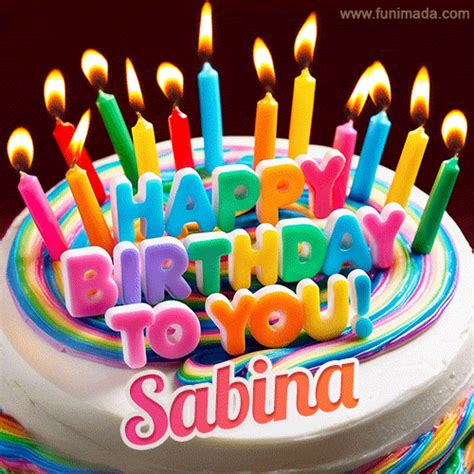 Sabina S Name Happy Birthday Cake Gif Download On Funimada Com