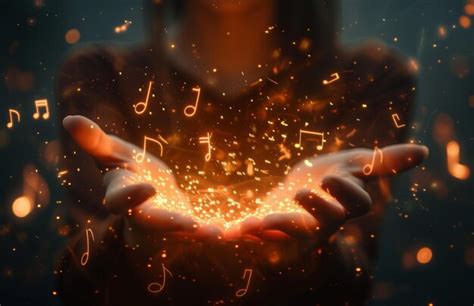 Premium Photo Person Touching Her Hands Glowing Musical Notes