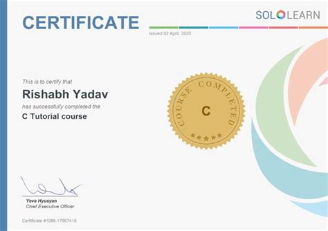 Rishabh Yadav On Linkedin I Have Completed C Programming By Solo Learn