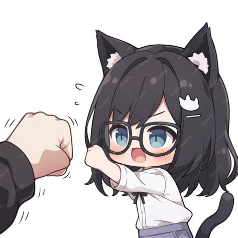 Premium Ai Image Anime Girl With Glasses And Cat Ears Pointing At A