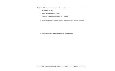 Solved Use The Following Argument To Answer The Questions Chegg