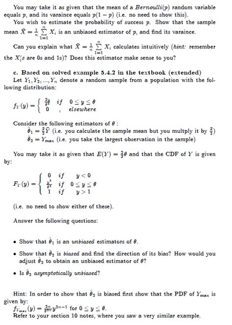 Topics Covered Finite Sample Properties Of Chegg