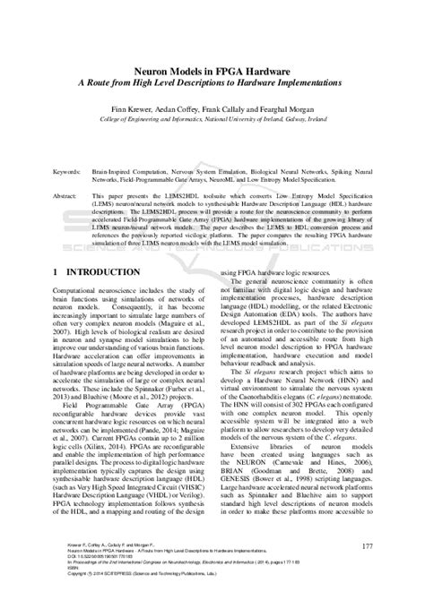 Pdf Neuron Models In Fpga Hardware A Route From High Level