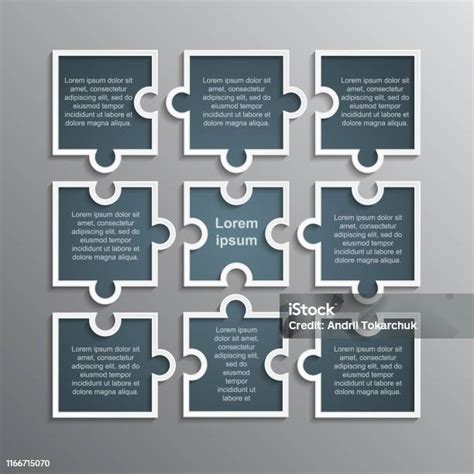 아홉 단계 퍼즐 사각형 다이어그램 프리젠 테이션 인포 그래픽 0명에 대한 스톡 벡터 아트 및 기타 이미지 0명 9 개념